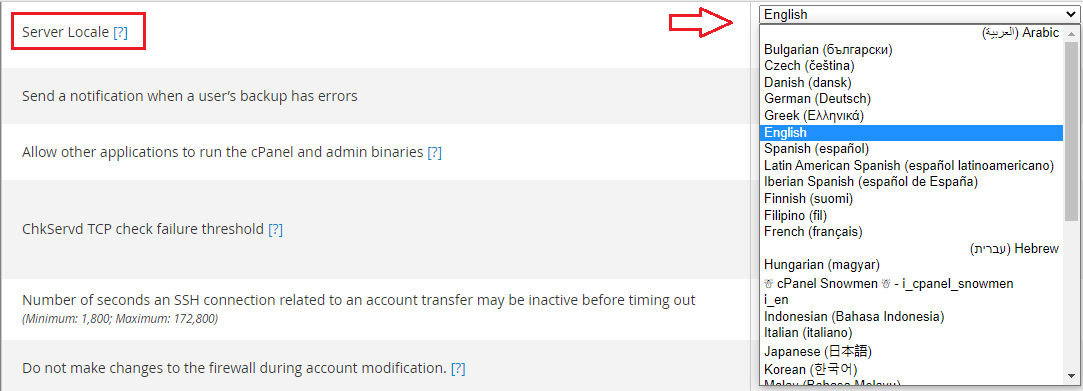 How do you change the WHM interface's language?
