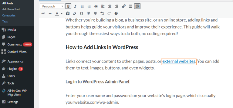 How to Add Links and Buttons in WordPress
