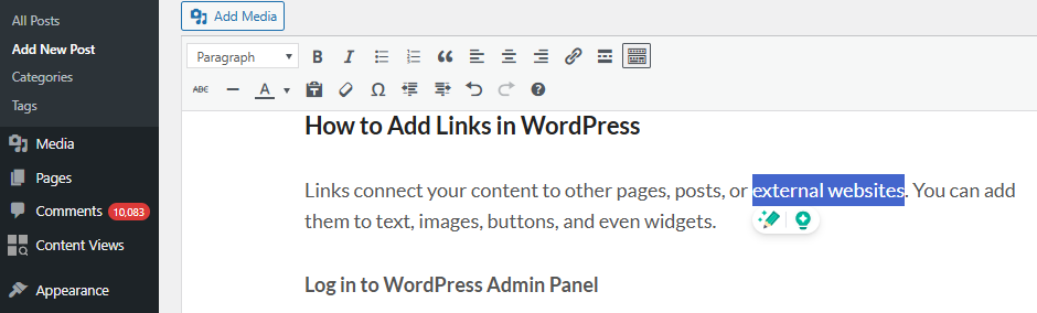 How to Add Links and Buttons in WordPress